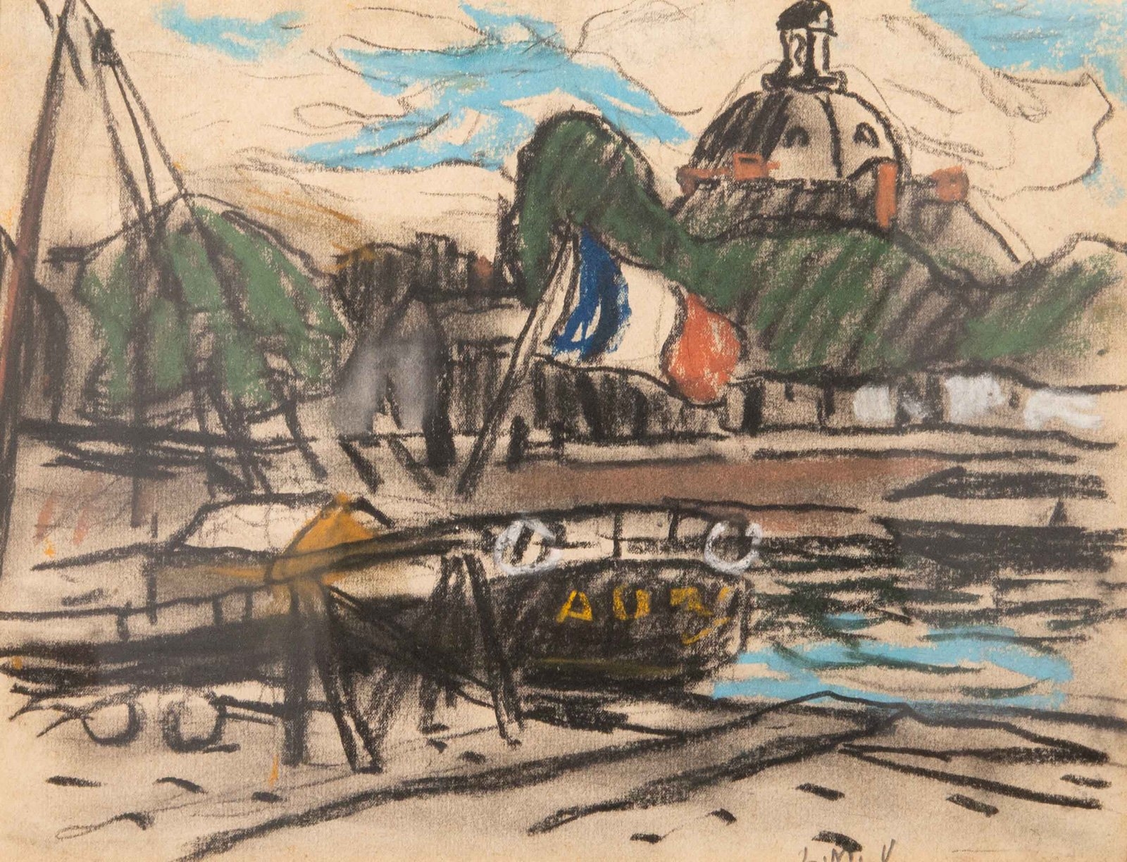 Louis MathieuVerdilhan | Vue d’une péniche sur Paris | MutualArt