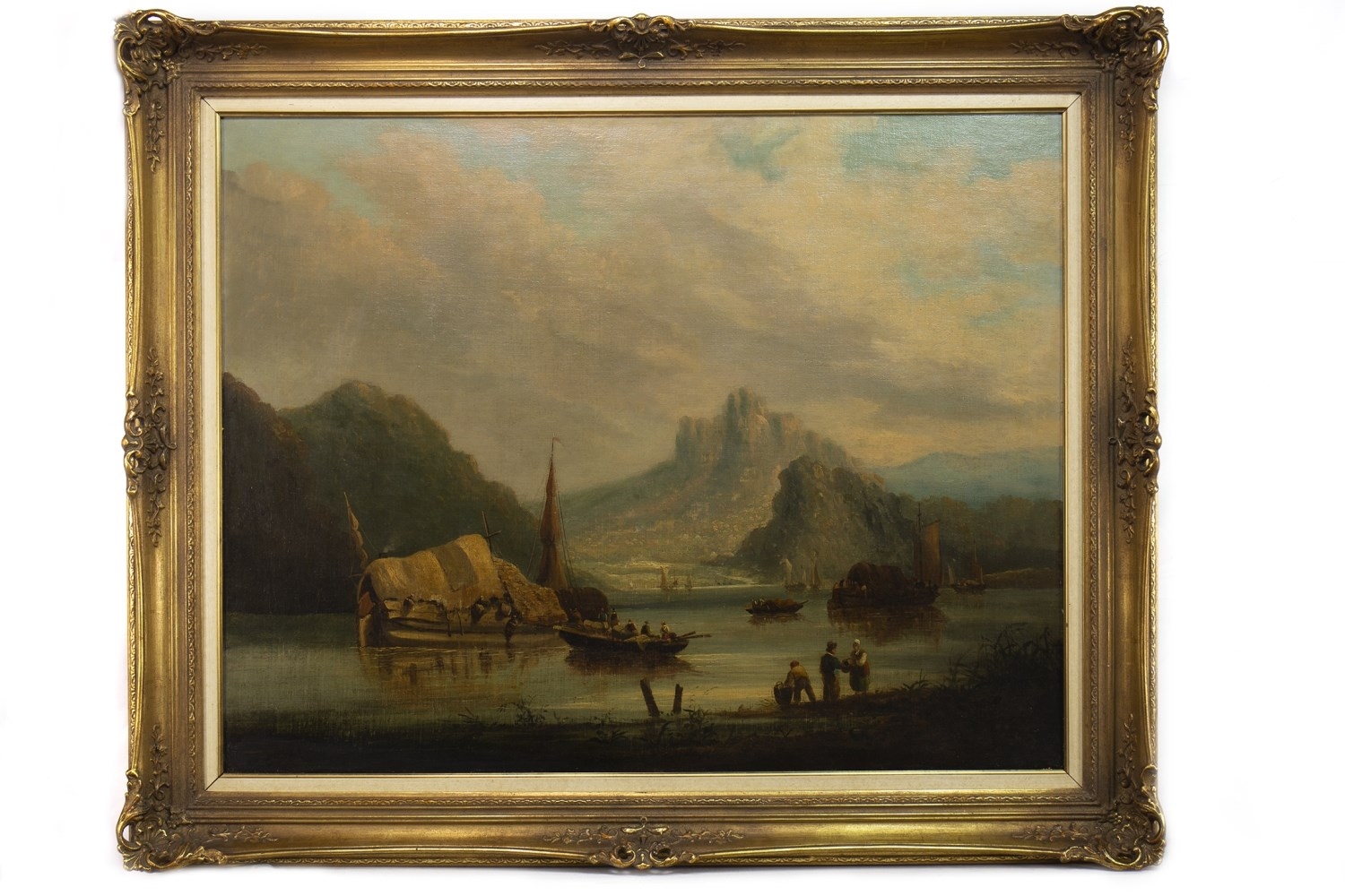 Patrick Nasmyth | River Scene with Boats and Figures on the Bank | MutualArt