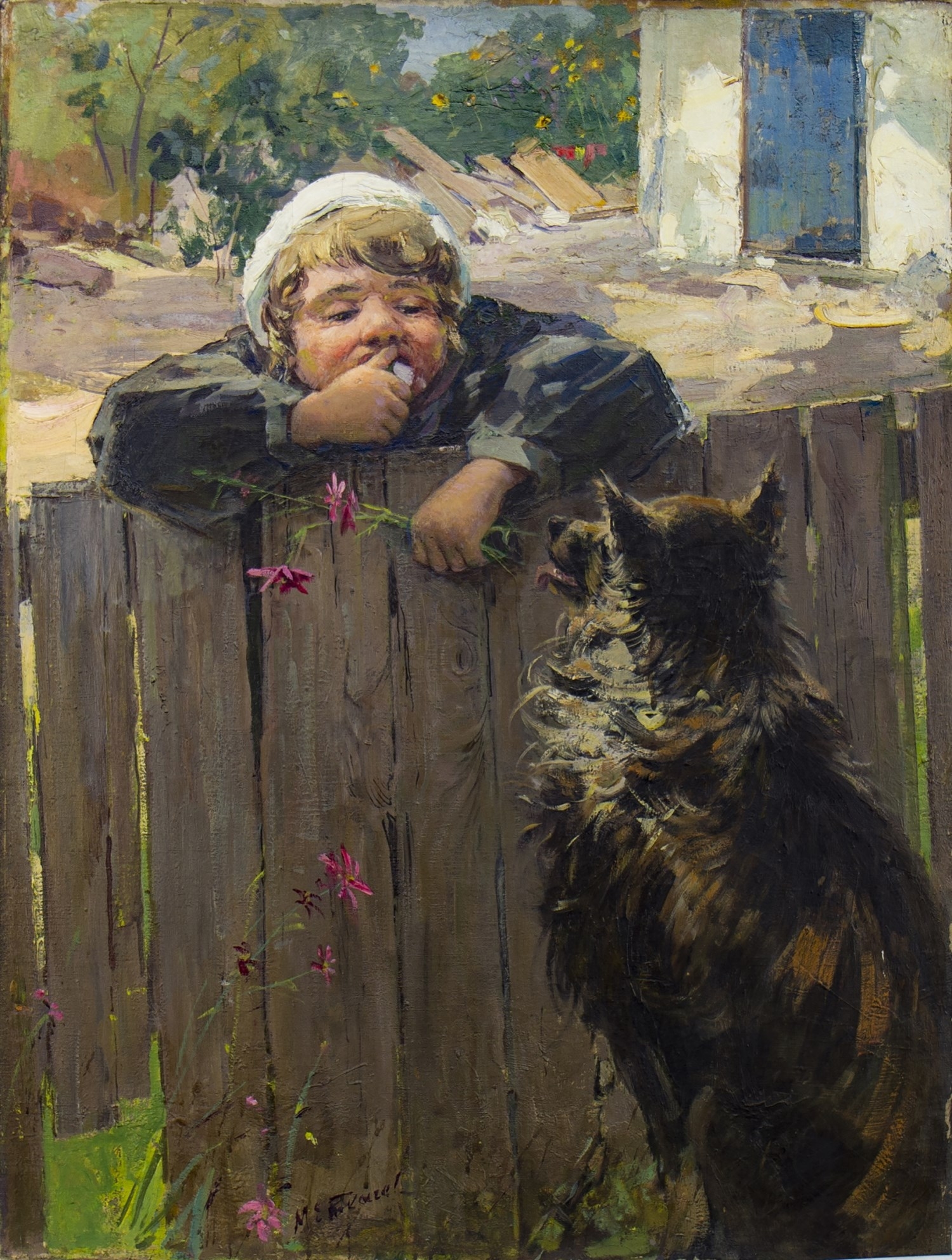 Mikhail Evdokimovich Tkachev | Friendly Neighbours (1957) | MutualArt