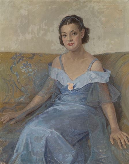 Mary Elizabeth Tripe | Portrait of Girl in Blue Dress | MutualArt