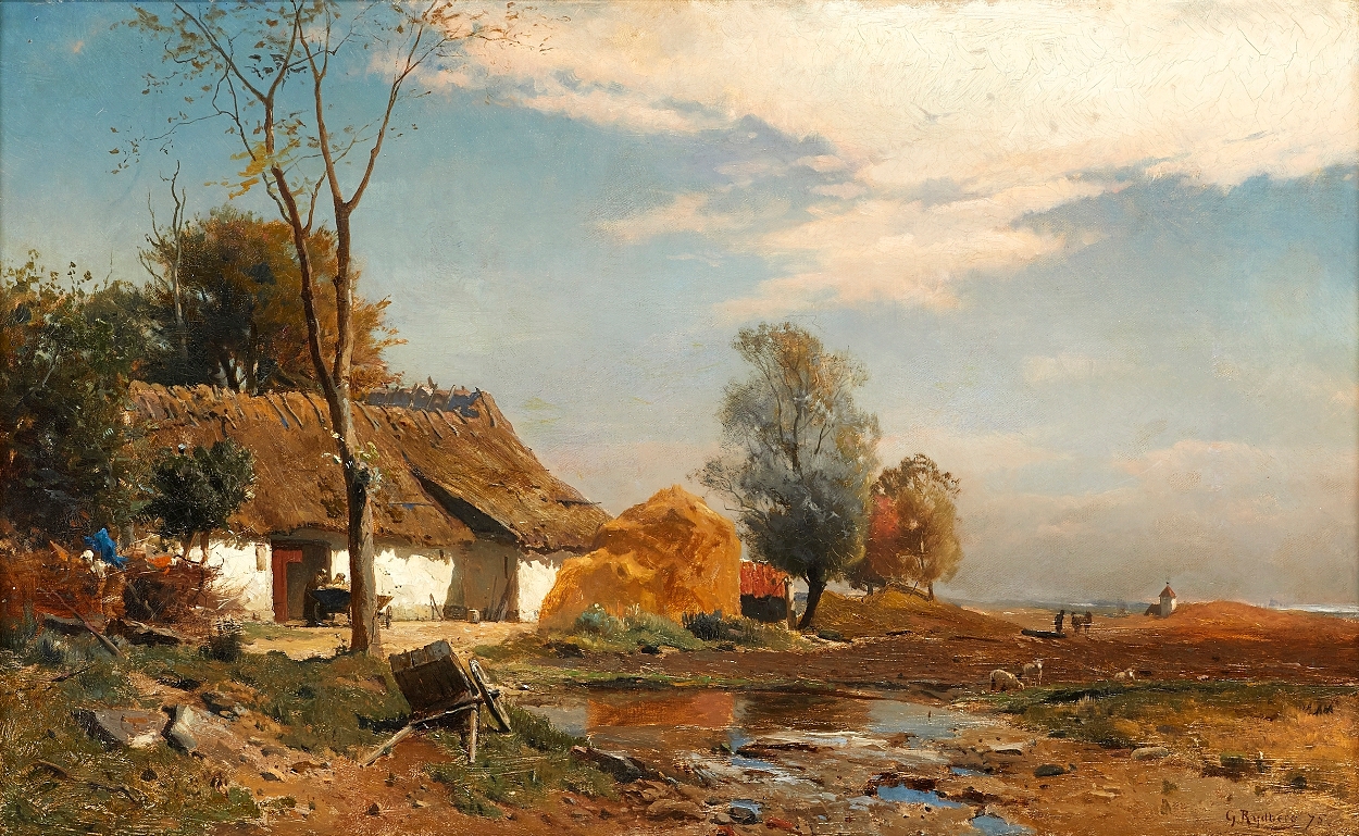 Gustaf Rydberg | Bondgård på slätten (1875) | MutualArt