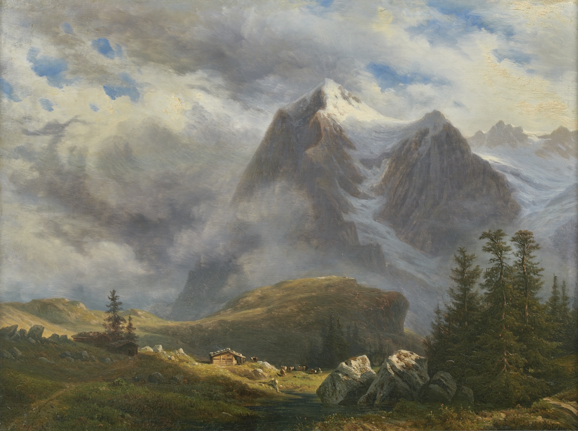 François Diday | THE WETTERHORN WITH UPPER AND LOWER GRINDELWALD ...