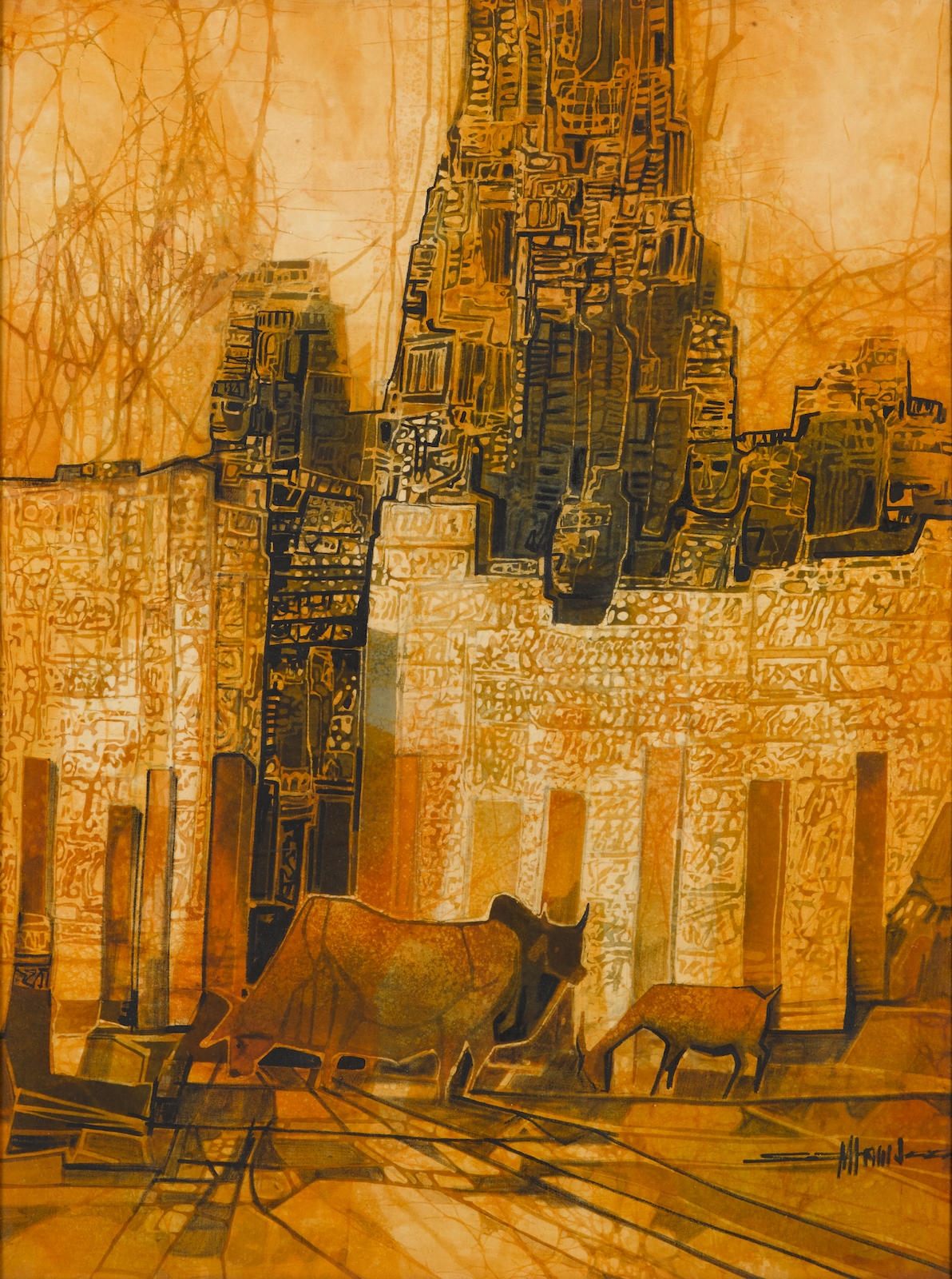 Seah Kim Joo | Cattle and Temple | MutualArt