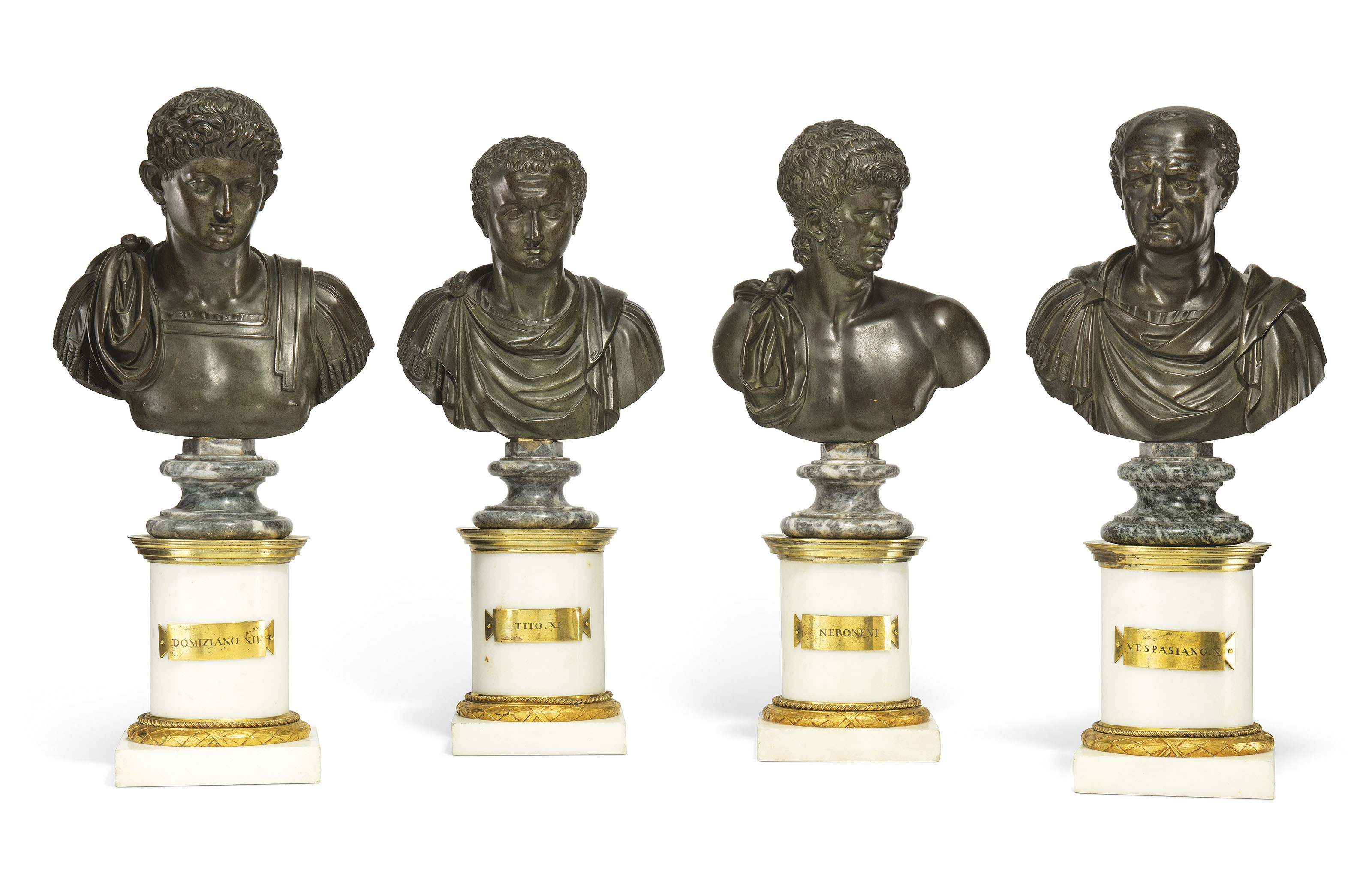 Francesco Righetti | A SET OF FOUR BRONZE BUSTS OF ROMAN EMPERORS (1788 ...