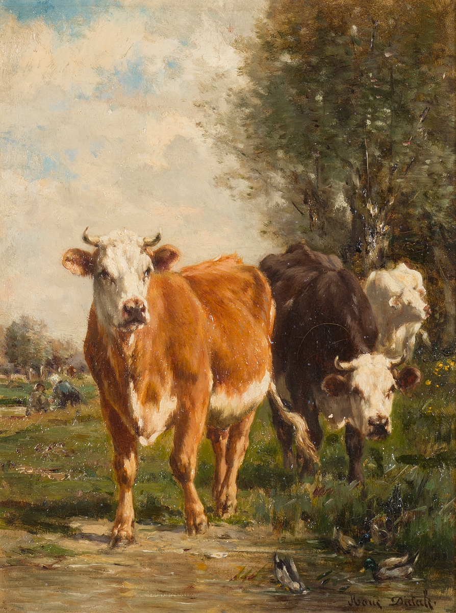 Marie Dieterle van Marcke de Lummen | Vaches au bord du ruisseau ...