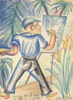 Conrad Felixmüller | DER MALER ERBACH MALT IM GARTEN KIRCHHOFF (THE ...