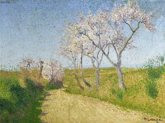 Achille Laugé | ROUTE AUX AMANDIERS EN FLEUR PRÈS DE CAILHAU (AUDE) | MutualArt