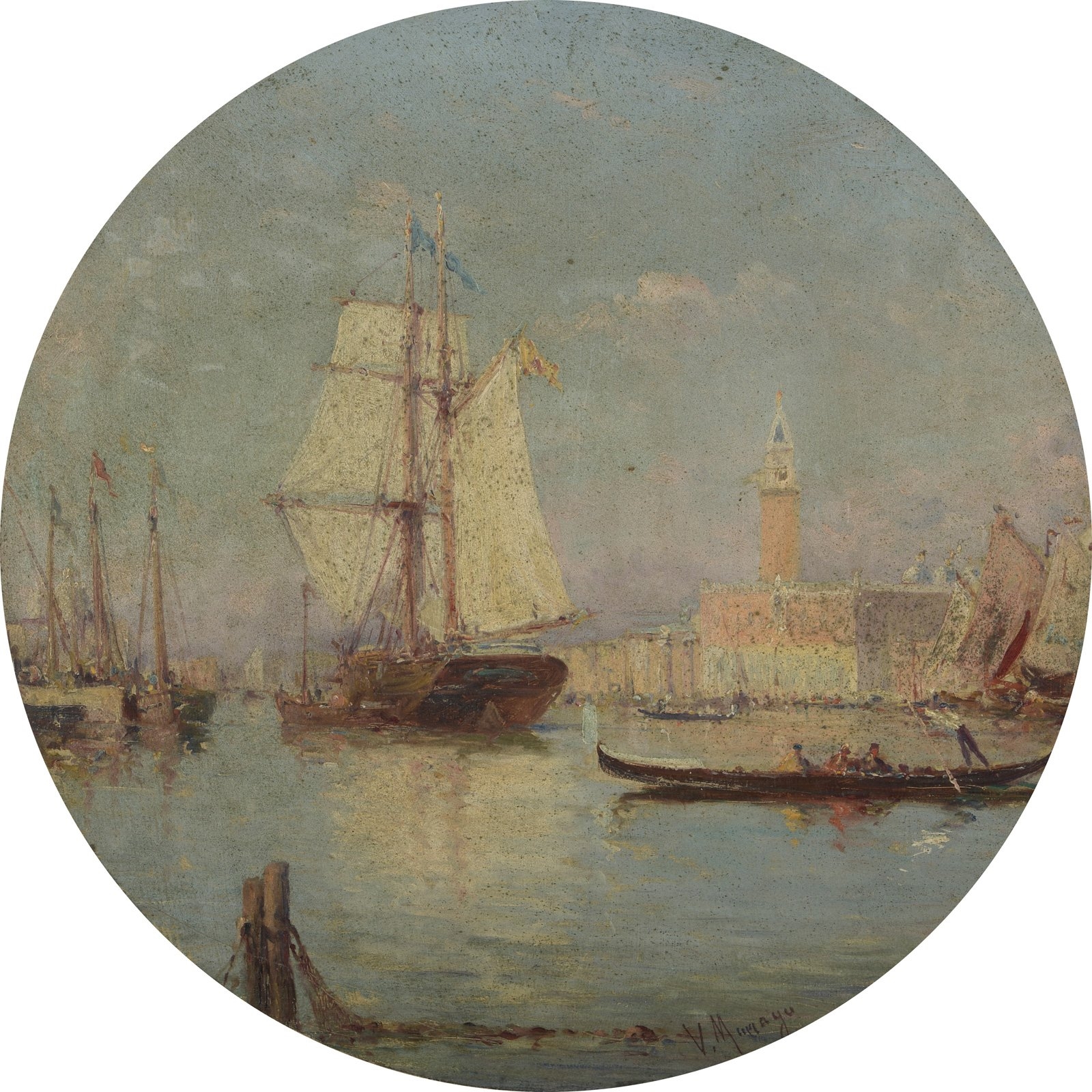 Vincent Manago | Voiliers et gondoles devant le palais des Doges, Venise | MutualArt