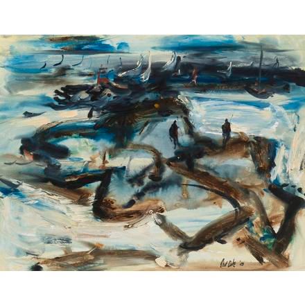 Phil Dike | Shoreline with figures (1953) | MutualArt