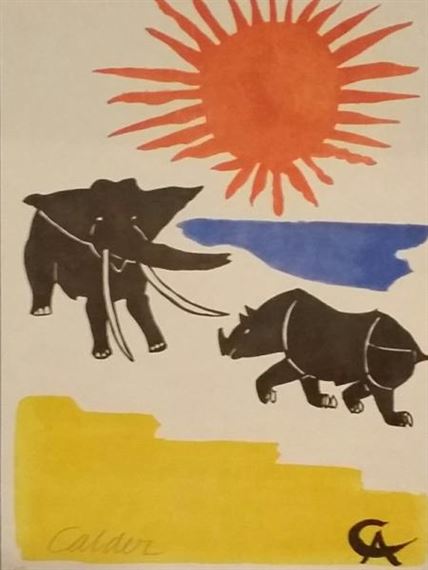 Alexander Calder | Éléphant et Rhinocéros (1966) | MutualArt