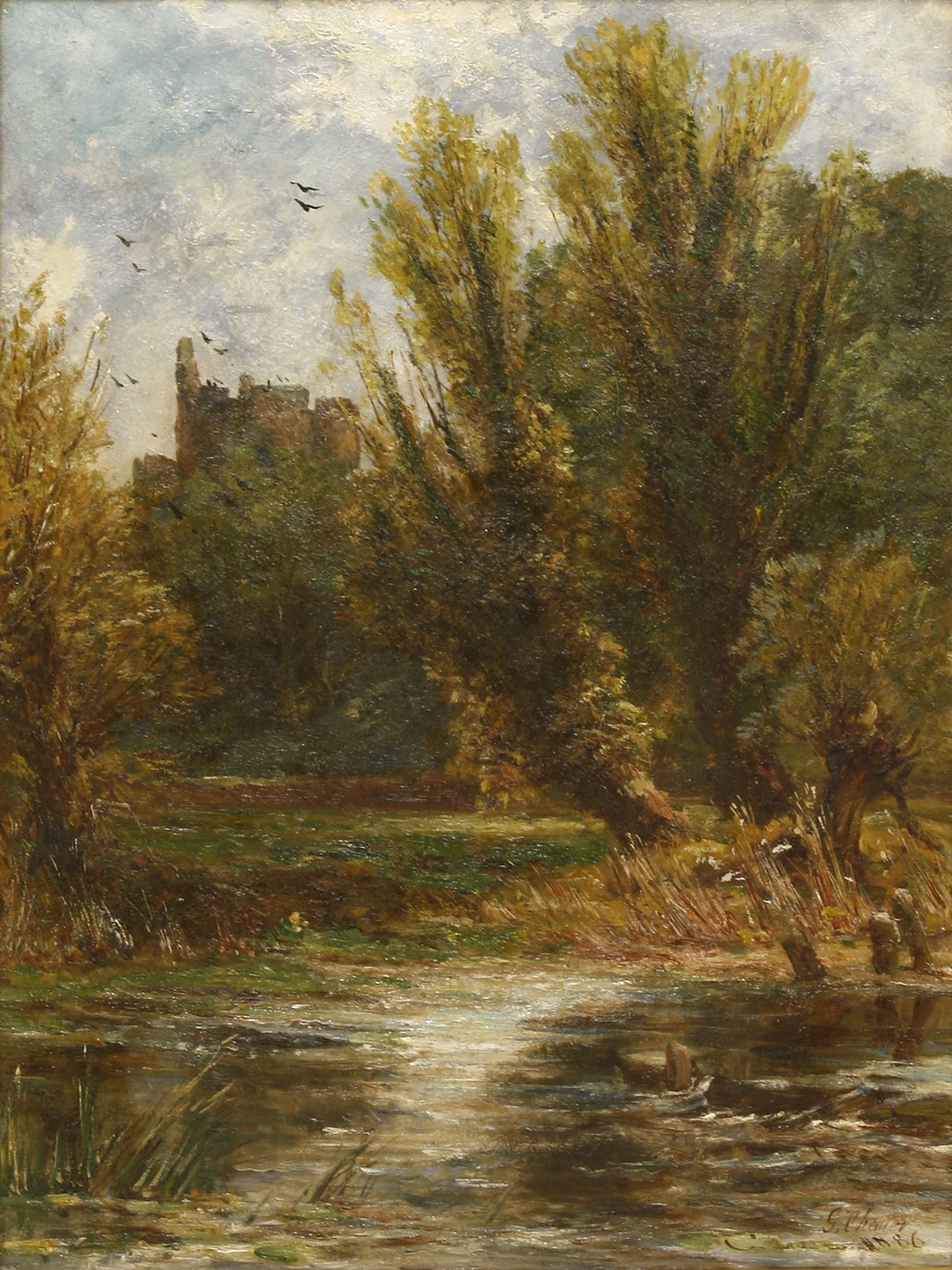 George Chester | A WOODED RIVER LANDSCAPE WITH A CASTLE (1886) | MutualArt