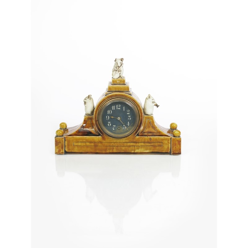 George Tinworth | A rare Royal Doulton stoneware Mouse Musician clock ...