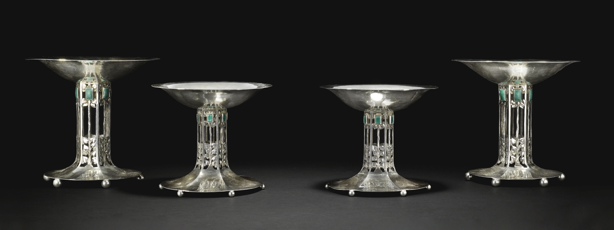 Charles Robert Ashbee | A unique set of four Arts & Crafts silver and ...