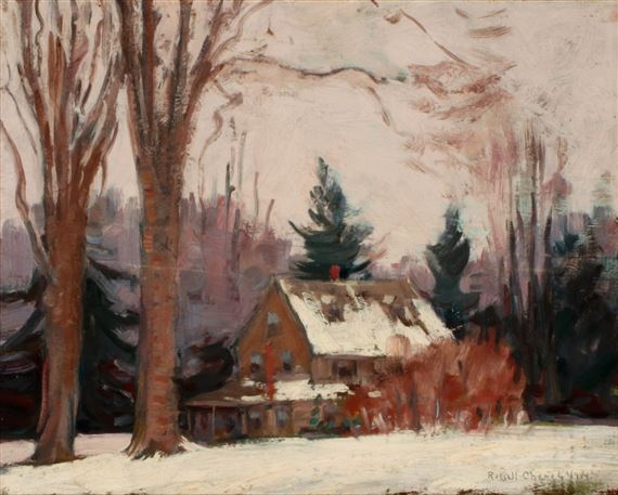 Russell Cheney | Farmhouse in the Snow (1914) | MutualArt