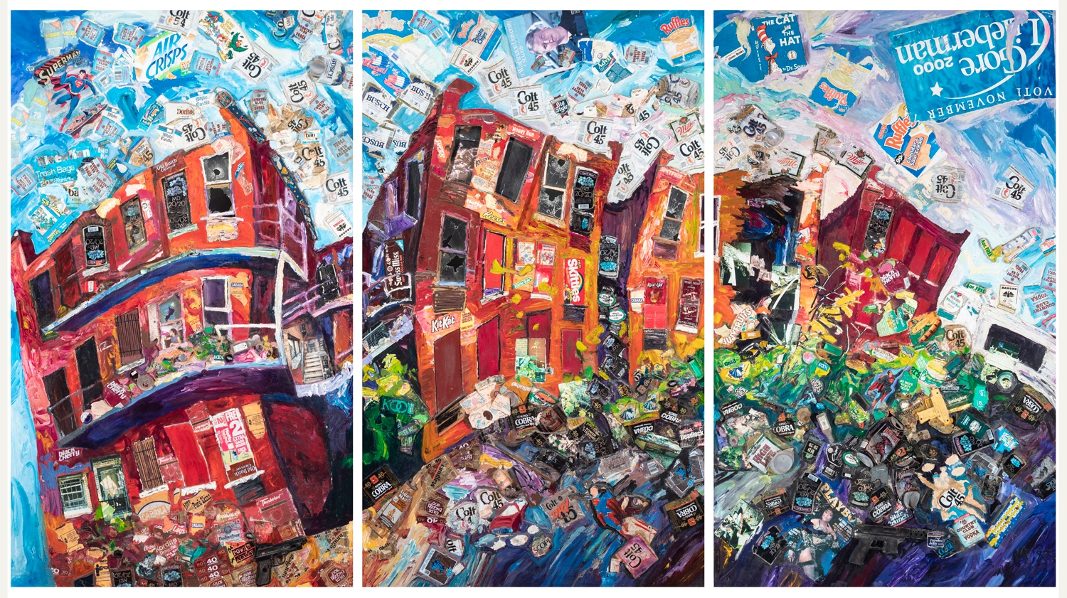 Nick Riggio | Triptych, untitled collage of found objects | MutualArt