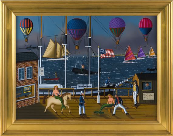 Jerome Howes | Nantucket wharf scene featuring mermaids, sailors, the ...
