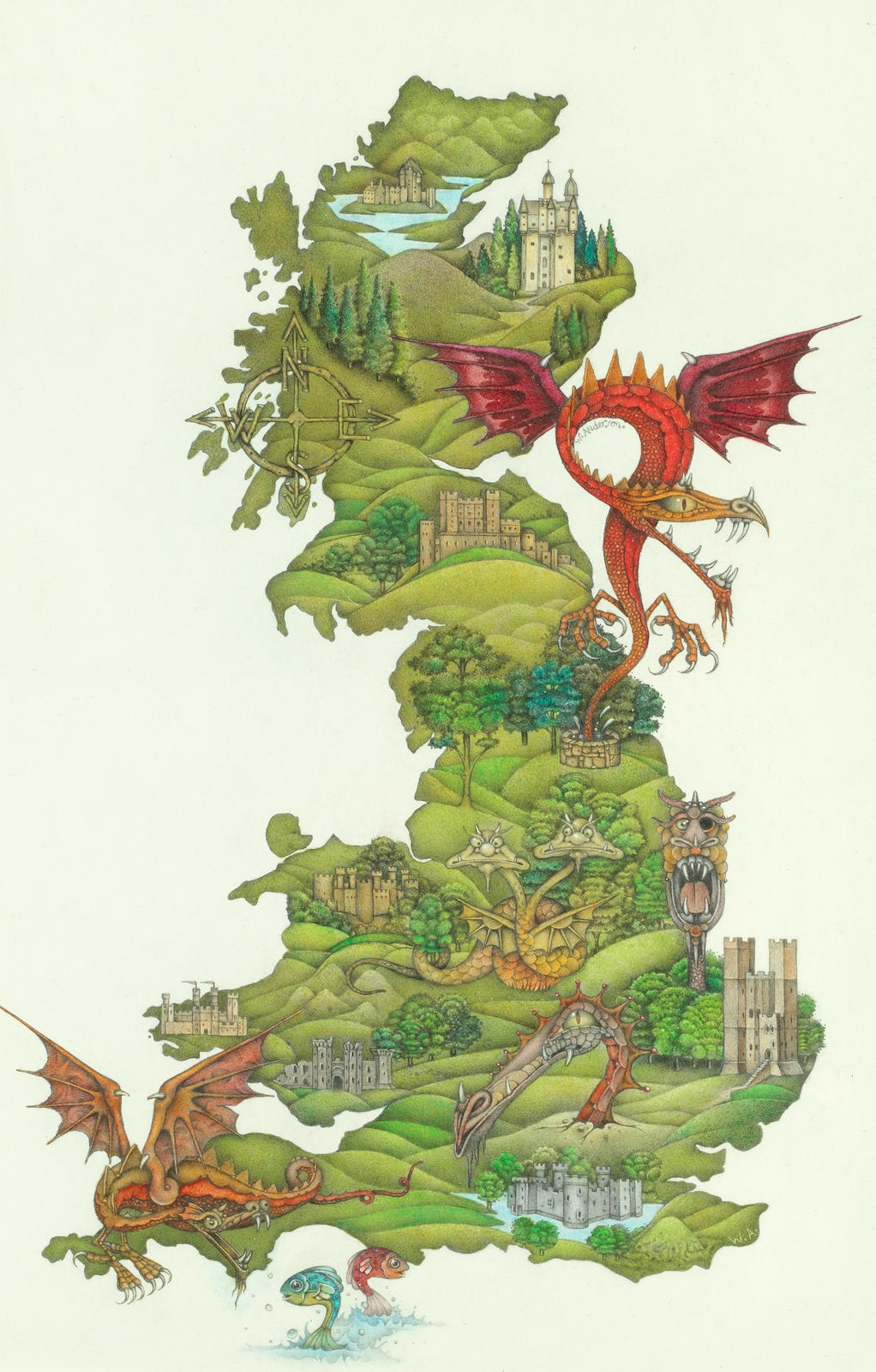 Wayne Anderson | The Dragon Habitats in Britain, a pictorial map of ...