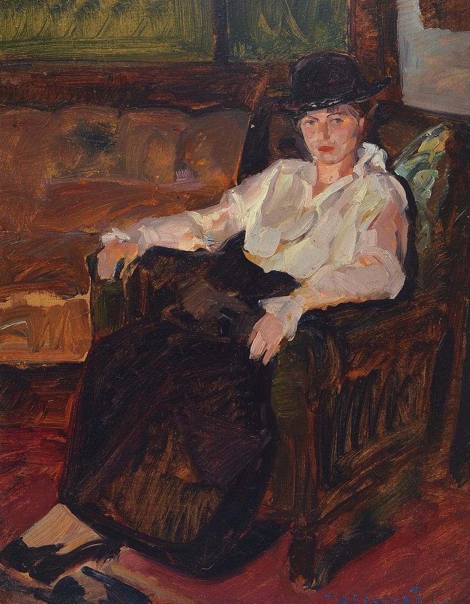 Max Bergmann | woman in armchair, probably Dorothea Bergmann | MutualArt