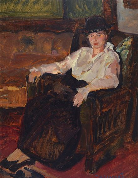 Max Bergmann | woman in armchair, probably Dorothea Bergmann | MutualArt