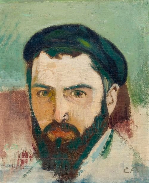 Cuno Amiet | Self portrait with black beret (1891) | MutualArt