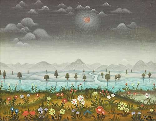 Josip Generalic | Landschaft vor Gebirge (1971) | MutualArt