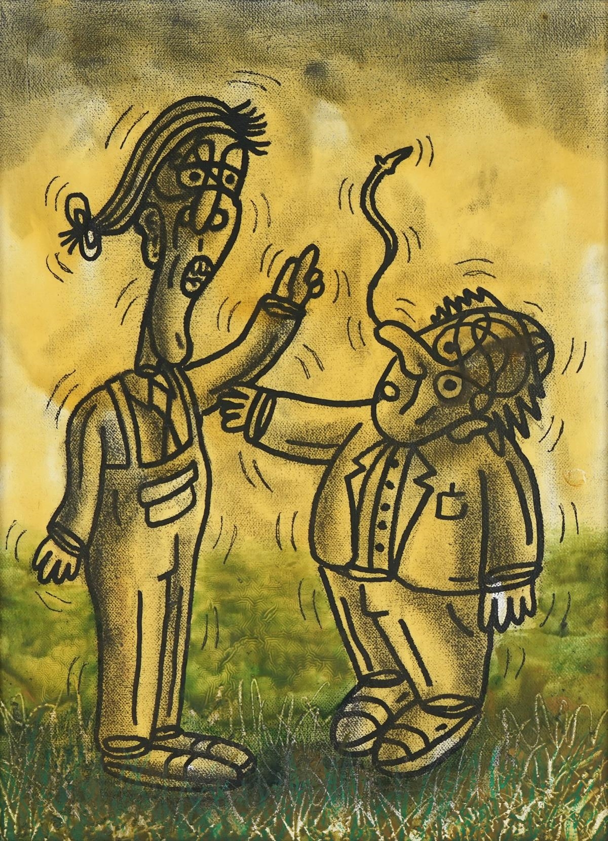 Justin Feuerring | Untitled (Two Figures in mid-conversation) | MutualArt