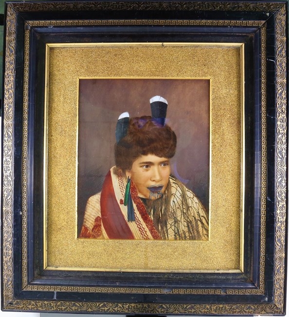 Helen Stuart | Portrait of a Maori wearing a huia-feather headdress ...