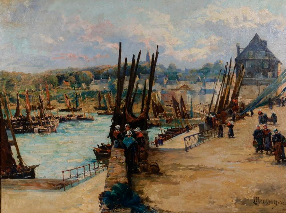 Alexandre Charles Masson | Harbor Scene, Brittany | MutualArt