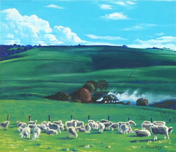 Lawrence Starkey | Pastoral Scene with Grazing Sheep | MutualArt