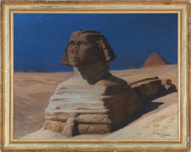 Lauritz Vilhelm Pacht | The Great Sphinx of Giza bathed in moonlight ...