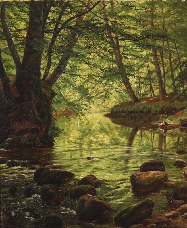 Georg Vilhelm Arnold Groth | “Fra Skoven ved Hellebæk. September” (1888 ...