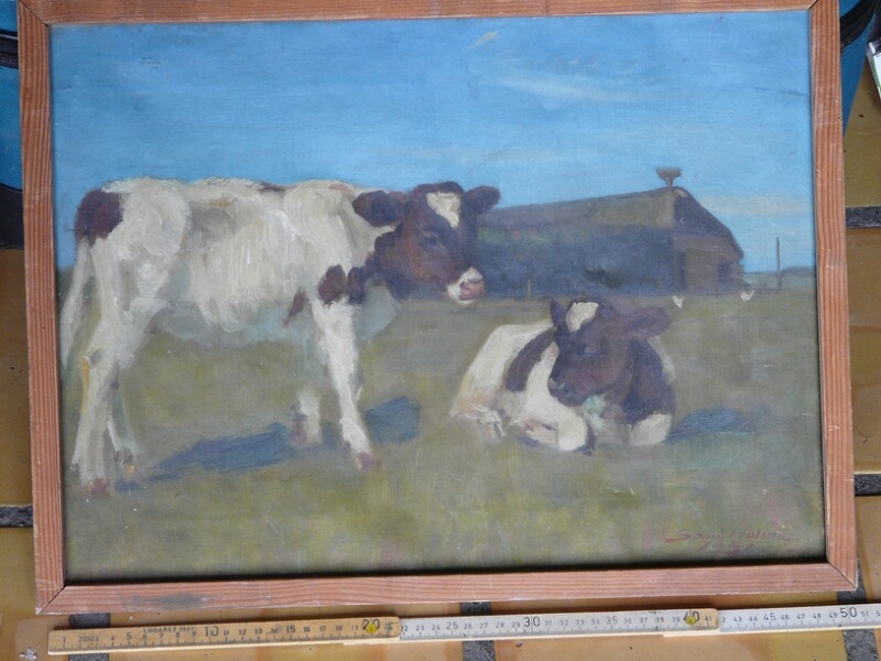 Peter Marius Sand Holm | Grazing cows (1939) | MutualArt