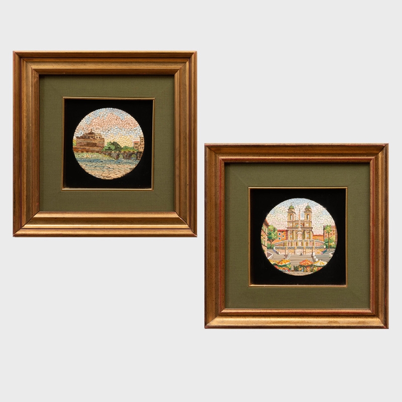 Studio Del Mosaico | 2 works: Castel S. Angelo and Piazza di Spagna ...