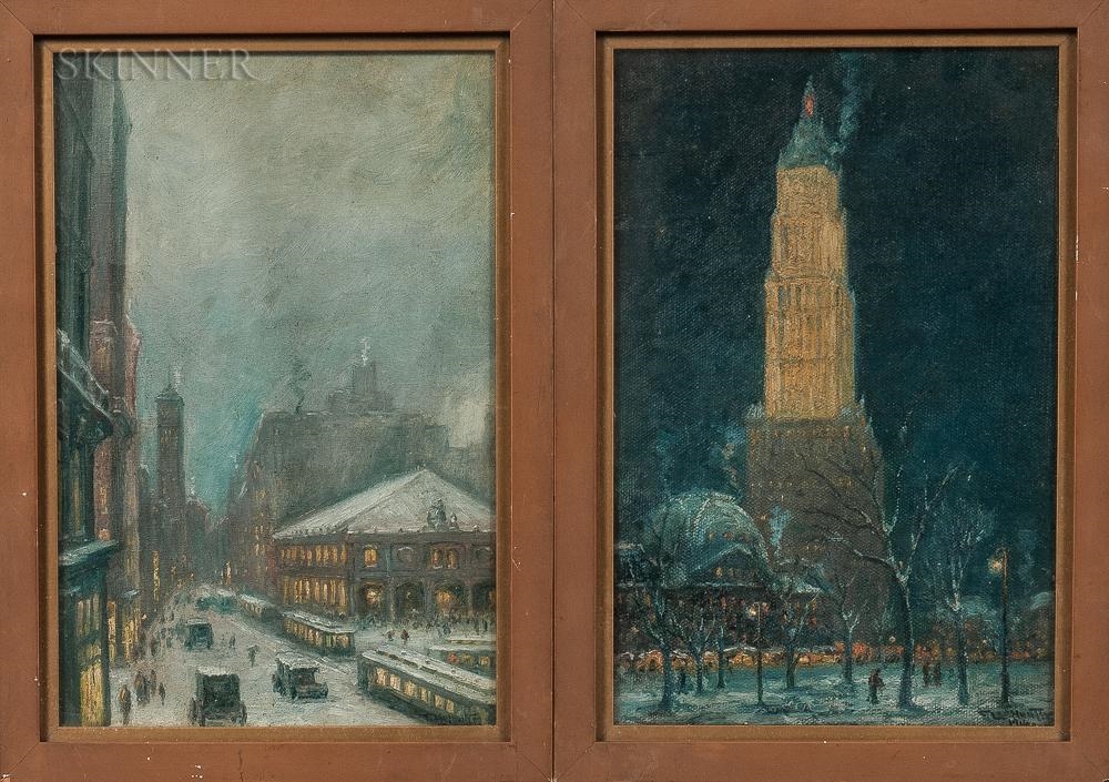 Frederick Leo Hunter | Two New York City Scenes: Woolworth Building and ...