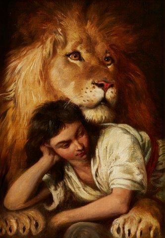 William Strutt | Boy with a lion | MutualArt