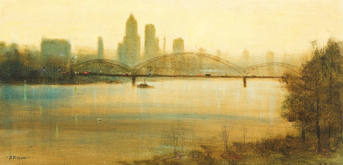 Bill Stilson | View of Pittsburgh Skyline Through 16th Bridge | MutualArt