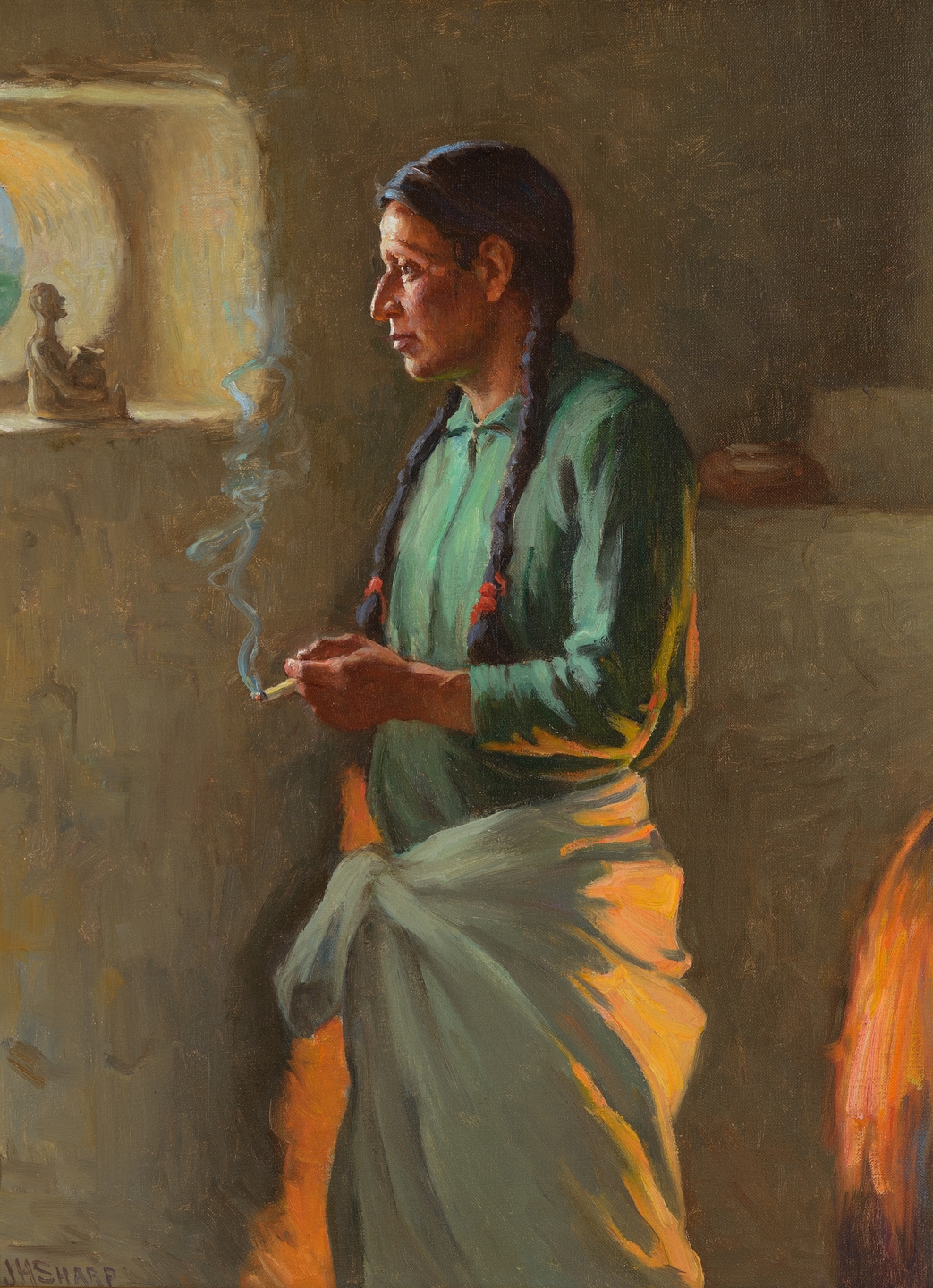 Joseph Henry Sharp | At a Pueblo Window | MutualArt