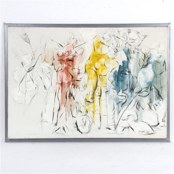 Enrico Faugno | abstract in red with female figure | MutualArt