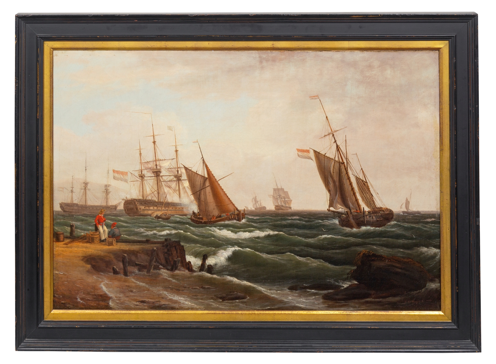 George Robert Bonfield | Untitled (Two Men Watching Ships Launching ...