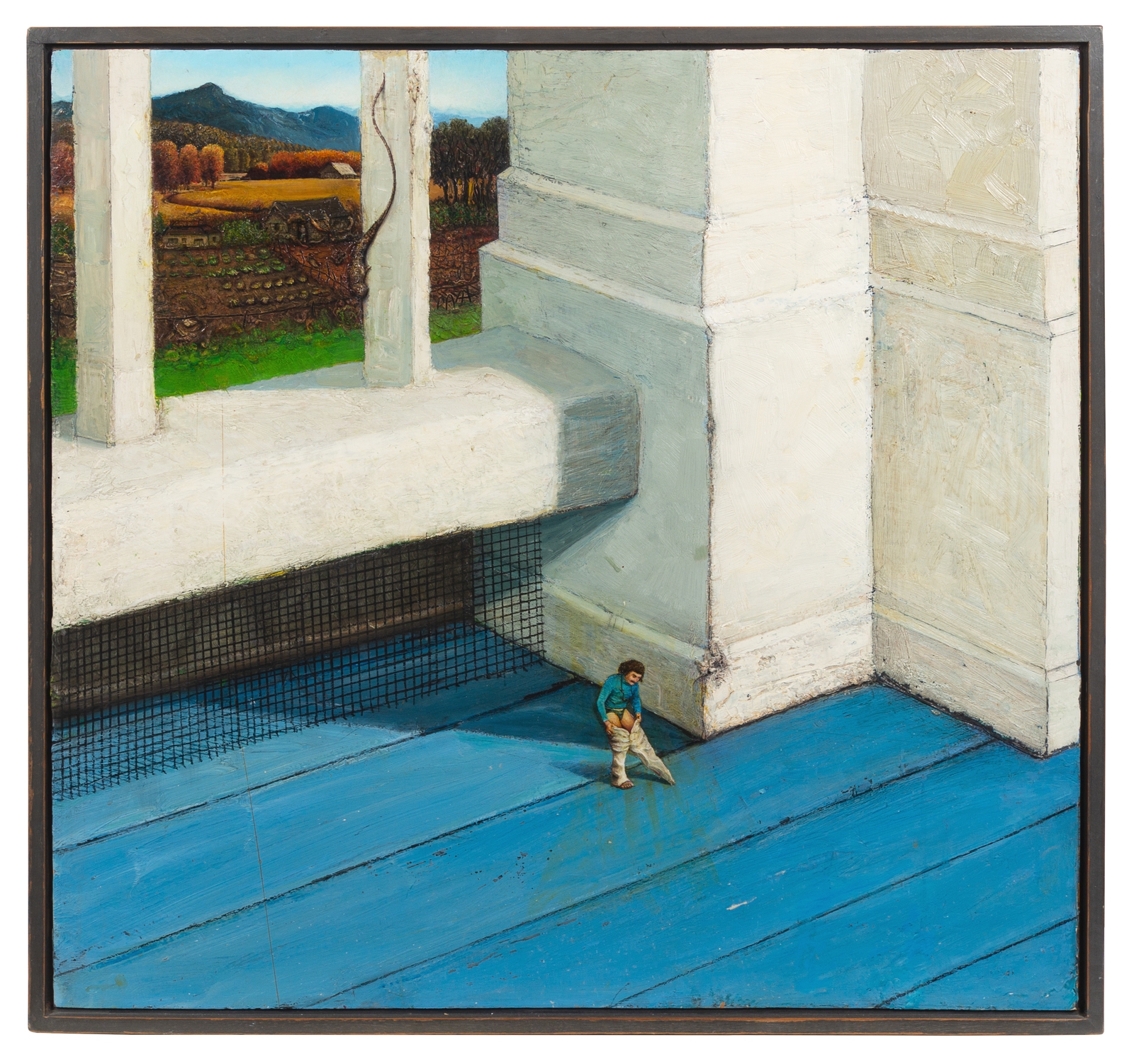 Gregory Gillespie | Porch, Landscape, Lizard, and Man | MutualArt
