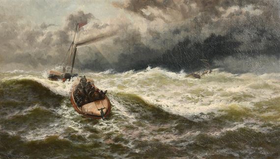 Thomas Rose Miles | Lifeboat Heading to the Rescue of a Schooner ...