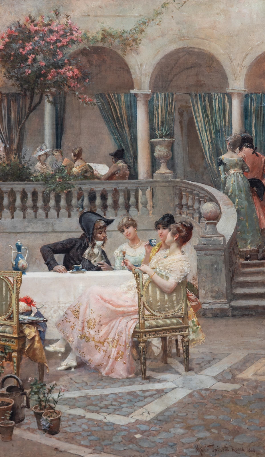 Mario Spinetti | A Tea Party (1886) | MutualArt