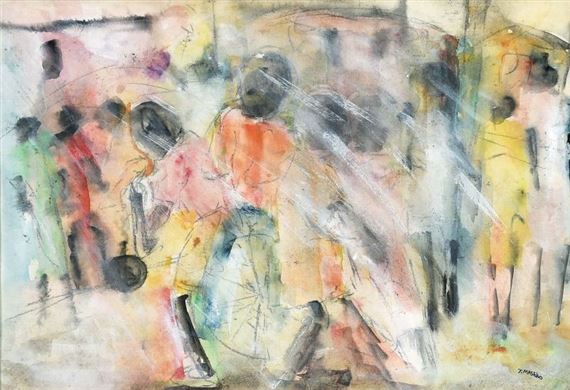 Joe Maseko | Township Scene with Cart | MutualArt