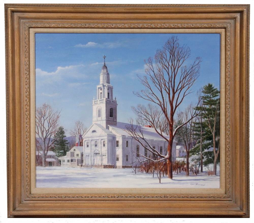 Carl Wuermer | New England Winter (Meeting House at Ware, Mass) | MutualArt