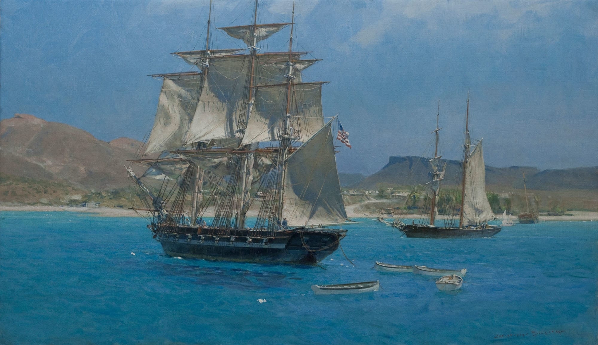 Christopher Blossom | U.S. Ship ‘Dale’ Coming to Anchor at La Paz, Baha ...