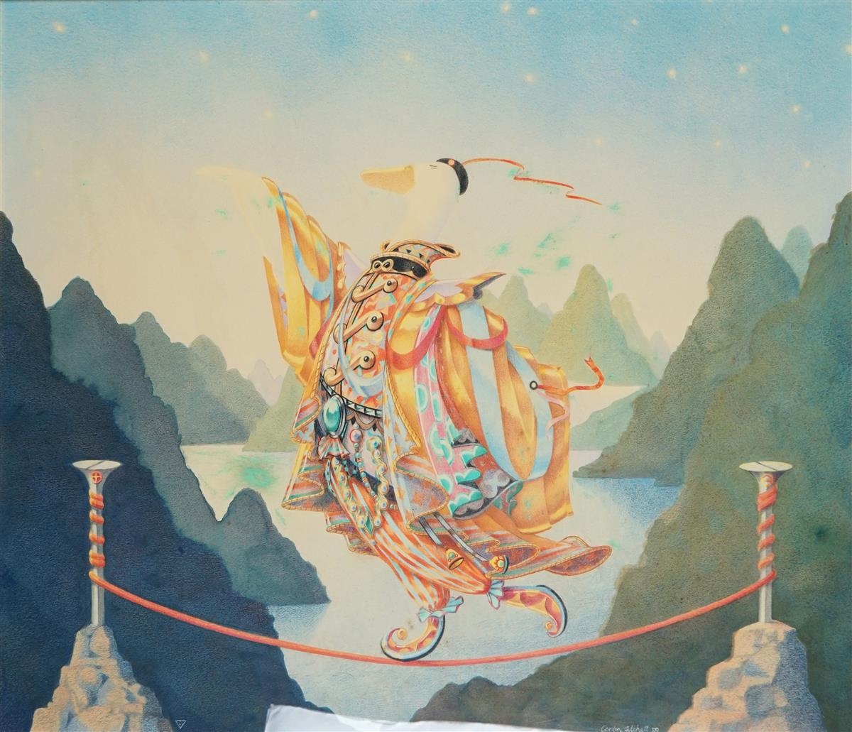 Gordon Heath Fitchett | Emperor Duck on Tightrope (1989) | MutualArt