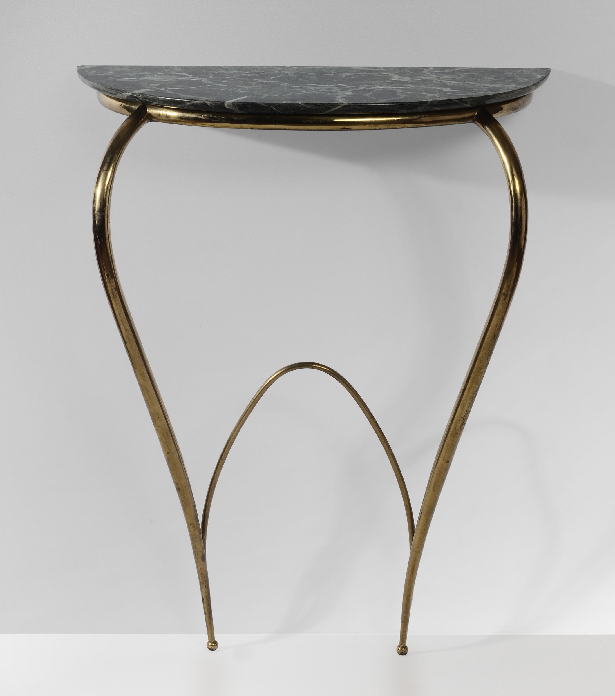 Carlo Rava | Consolle con struttura in ottone e piano in marmo (Circa ...