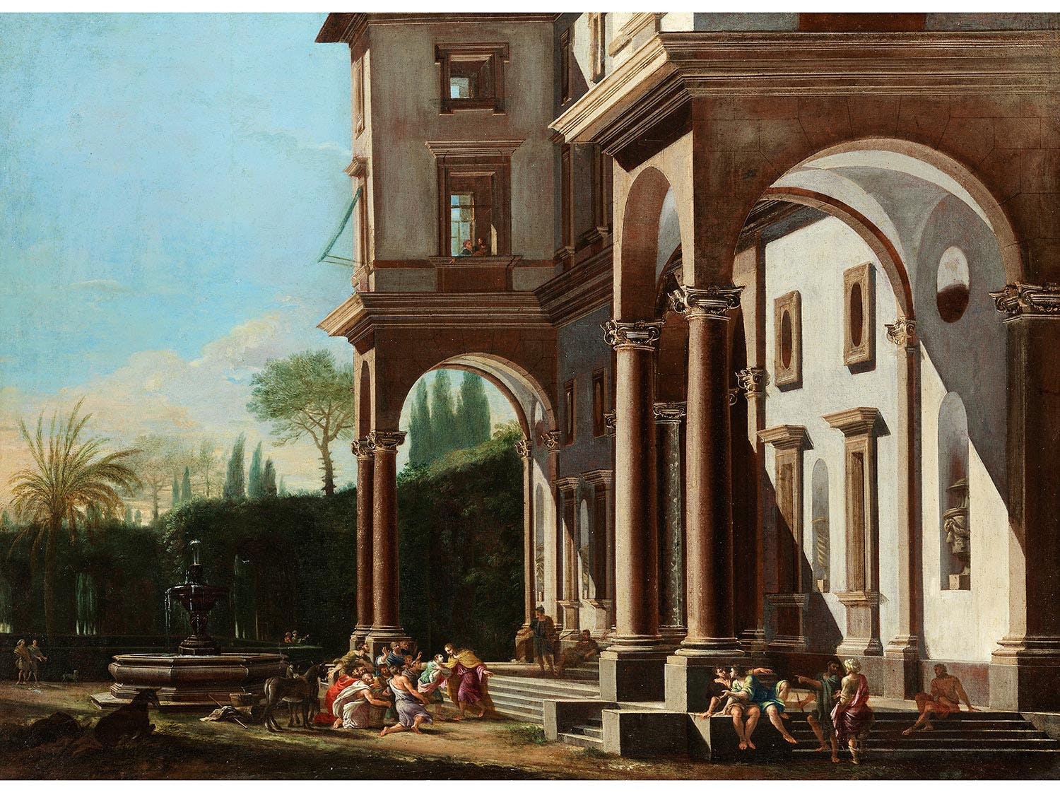 Viviano Codazzi | Palace Architecture with Adjoining Garden, Fountain ...
