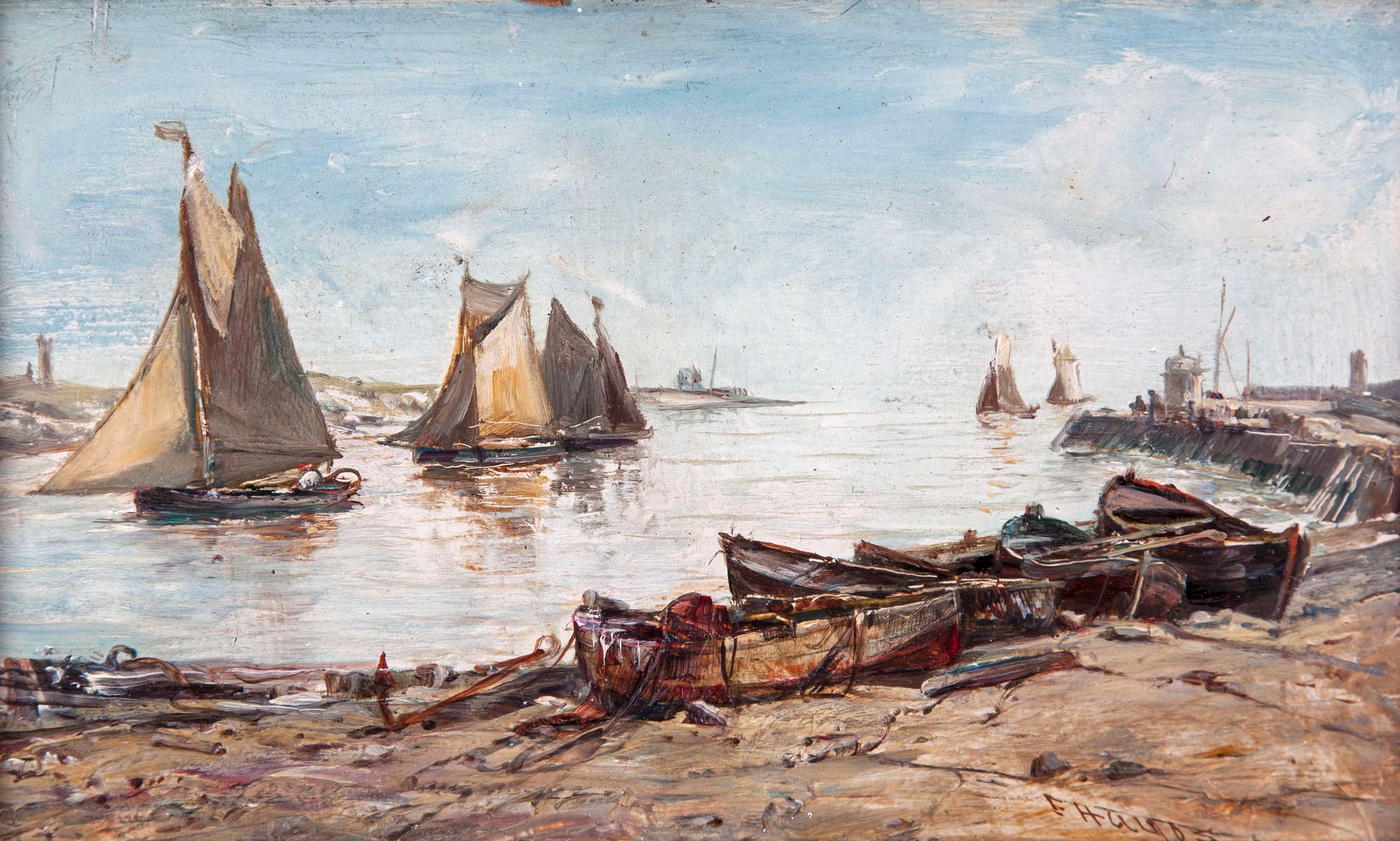 Edwin Hayes | Shrimp Boats Entering Gorlston Harbour | MutualArt