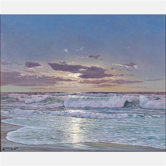 Leonard C. Lane | Moonlit Beach Scene | MutualArt